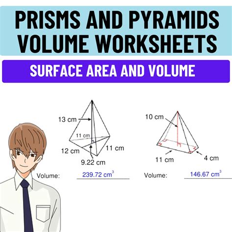Triangular Pyramid Surface Area Worksheet