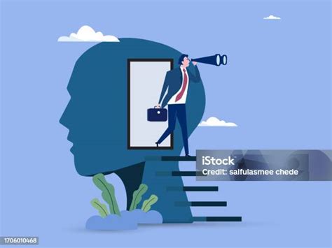 미래의 경력 커뮤니케이션 비즈니스 성장 및 성공 진행 평면 벡터 일러스트레이션에 대한 열린 마음 정신 건강 개념입니다 벡터 그림입니다 수줍어하는에 대한 스톡 벡터 아트 및