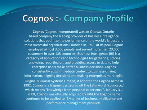 Cognos Crm Presentation Ppt