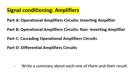 Solved Signal Conditioning Amplifiers Part A Operational Chegg