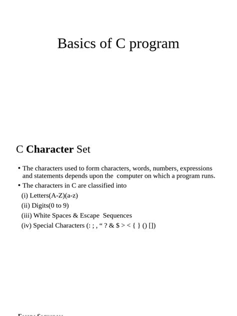 Basics Of C Program Pdf