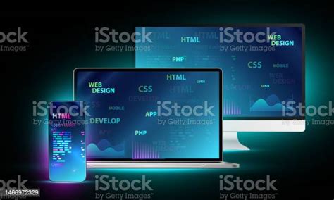 Web Development Coding And Programming Responsive Layout Internet Site Or App Of Devices