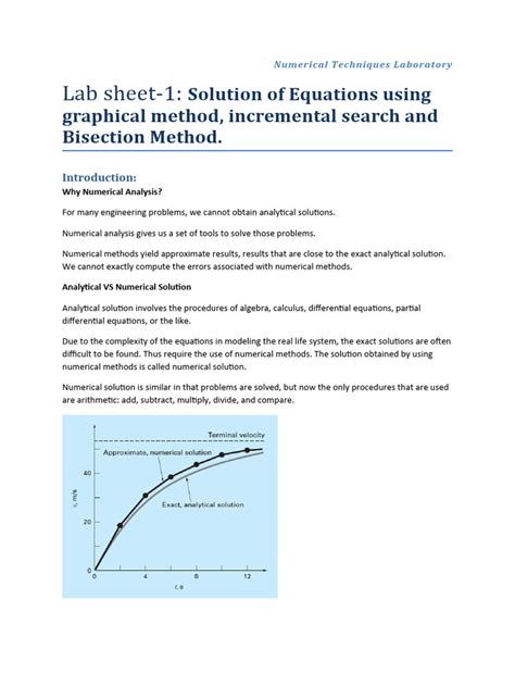 Lab Sheet 1 Pdf Numerical Analysis Equations
