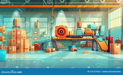 Typical Factory Setup With Conveyor Belts And Assembly Machines Modern