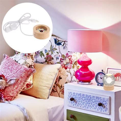 Led Light Display Pedestal Wooden Light Base Crystal Ball Round Display