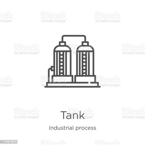 산업 프로세스 컬렉션에서 탱크 아이콘 벡터입니다 얇은 라인 탱크 개요 아이콘 벡터 일러스트 레이 션입니다 웹 사이트 디자인 및 모바일 앱 개발을 위한 개요 얇은 라인 탱크