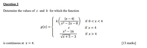 Solved Determine The Values Of C And K For Which The Chegg Com
