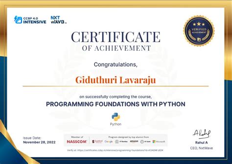 Lavaraju Giduthuri On Linkedin Ccbp Nextwave Pythonprogramming