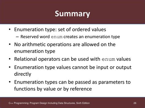 Enumeration Type Data Type A Set Of Values With A Set Of Operations On