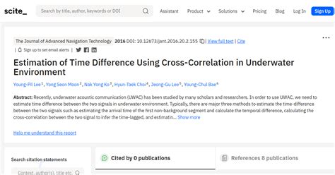 Citation Report Estimation Of Time Difference Using Cross Correlation In Underwater Environment