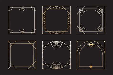 선형 프레임과 테두리의 벡터 세트 장식을 위한 정사각형 추상 디자인 요소 또는 텍스트 소셜 미디어 게시물 표지를 위한 복사 공간이 있는 현대적인 미니멀리스트 스타일의 로고