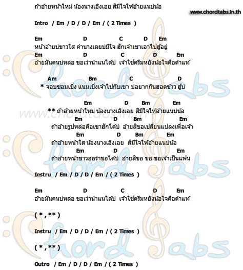 ถ้าอ้ายหน้าใหม่คอร์ด คอร์ด ถ้าอ้ายหน้าใหม่ เต้ย อภิวัฒน์