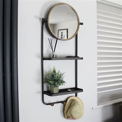 Wall Hanging Mirror Shelves Hooks Etsy