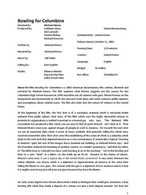 Bowling For Columbine Analysis Pdf Central Intelligence Agency