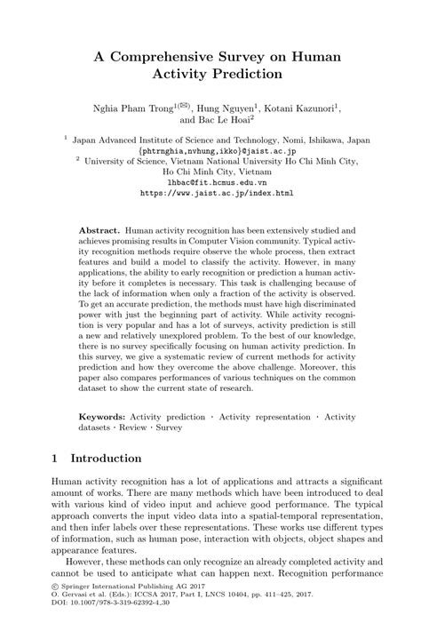 Pdf A Comprehensive Survey On Human Activity Prediction