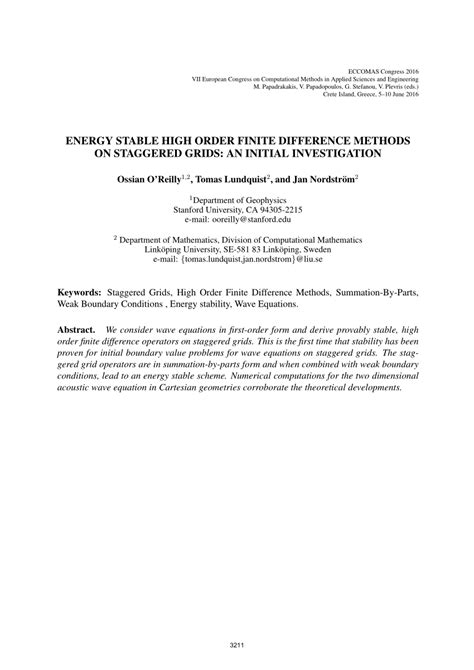 PDF ENERGY STABLE HIGH ORDER FINITE DIFFERENCE METHODS ON STAGGERED GRIDS AN INITIAL