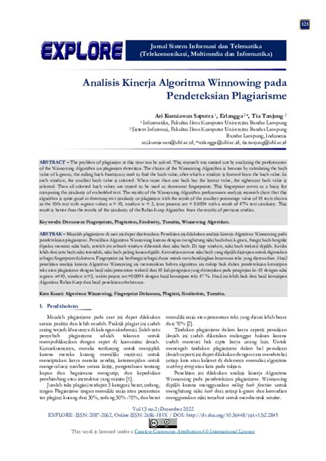 Pdf Analisis Kinerja Algoritma Winnowing Pada Pendeteksian Plagiarisme
