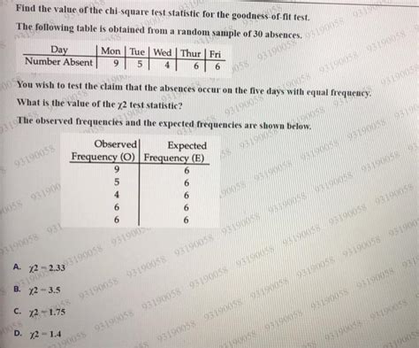 Find The Value Of The Chi Square Test Statistic For
