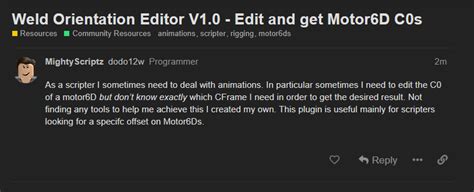 Motor6d Orientation Editor Edit And Get Motor6d C0s Community Resources Developer Forum