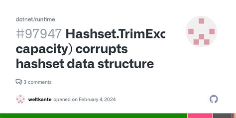 Hashset TrimExcess Int Capacity Corrupts Hashset Data Structure