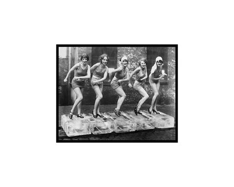 Vintage Pin Up Girls Poster Retro Women Dancing On Ice Print Flapper