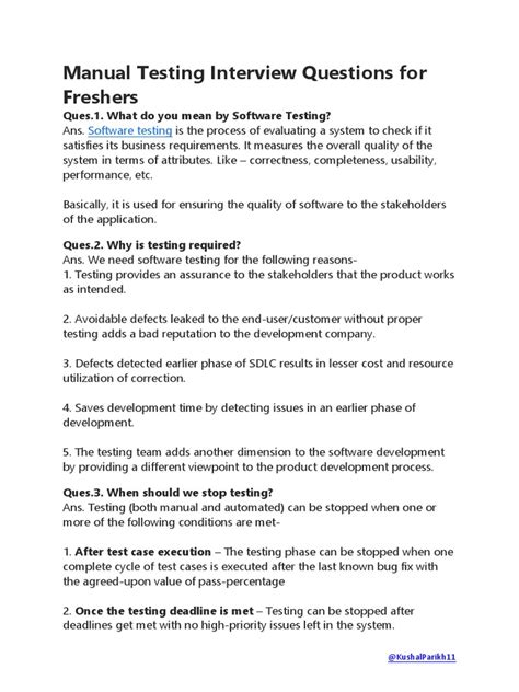 Manual Testing Interview Question Pdf Software Testing Scrum