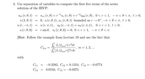 3 use separation of variables to compute the first