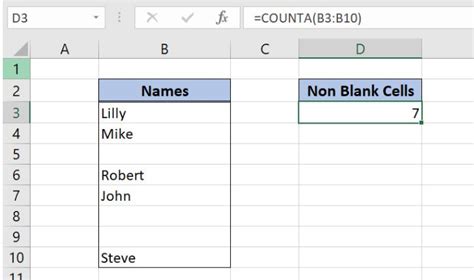 Excel Formula Count Cells That Are Not Blank