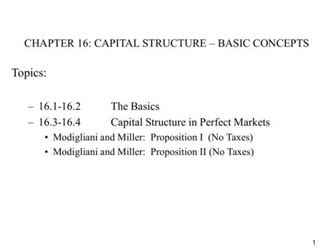 Chapter 16 1 Capital Structure Basics