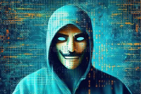 Anonymous Hacker Portrait Cybersecurity And Cybercrime Concept