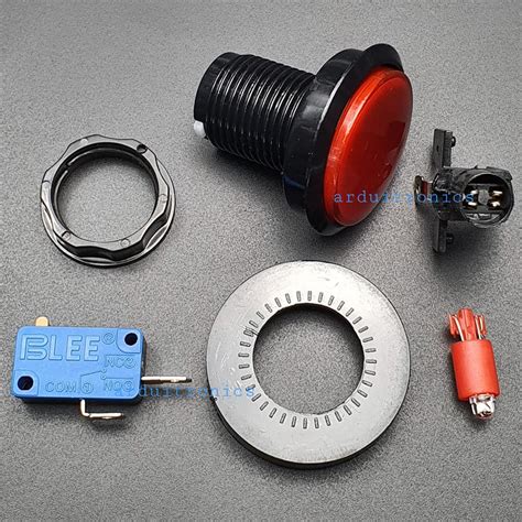 ปุ่มกดตู้เกม สวิตช์กดติดปล่อยดับขนาดใหญ่ 46mm พร้อมไฟ Led สีแดง