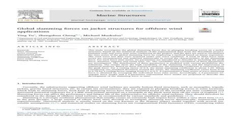 Pdf Global Slamming Forces On Jacket Structures For Offshore Dokumentips
