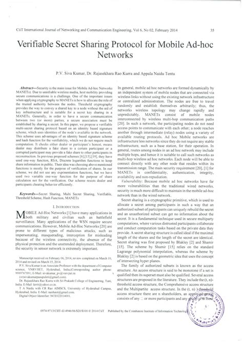 Pdf Verifiable Secret Sharing Protocol For Mobile Ad Hoc Networks