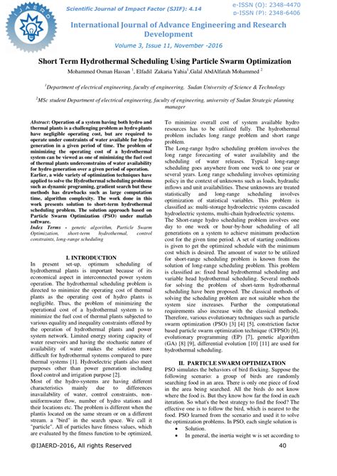 Pdf Short Term Hydrothermal Scheduling Using Particle Swarm Optimization