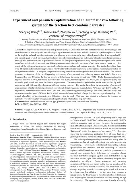 Pdf Experiment And Parameter Optimization Of An Automatic Row