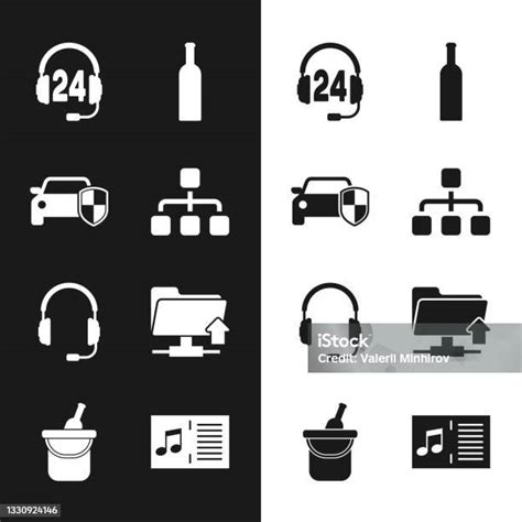 계층 구조 오간그램 차트 자동차 보호 보험 지원을위한 헤드폰 와인 병 마이크와 Ftp 폴더 업로드 아이콘헤드폰을 설정합니다 벡터 24에 대한 스톡 벡터 아트 및 기타 이미지