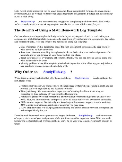 Math Homework Log Template Pdf Safari Web Browser Software