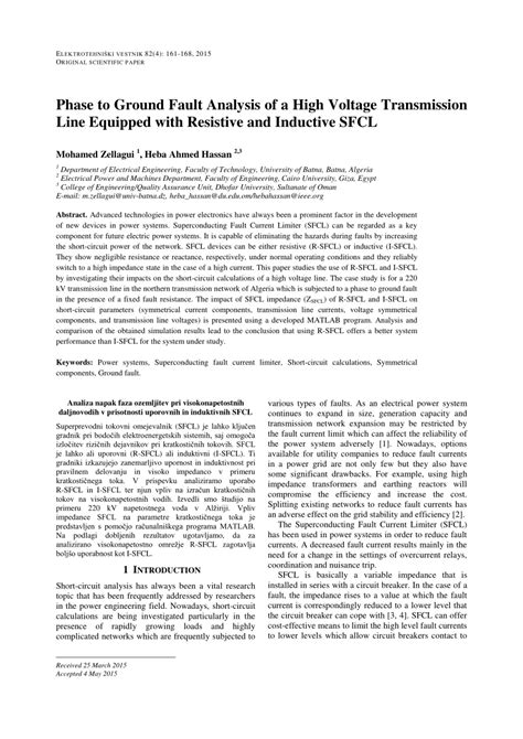Pdf Phase To Ground Fault Analysis Of A High Voltage Transmission Line Equipped With Resistive