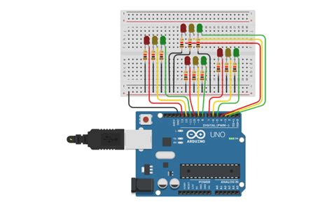 Circuit Design Traffic Light Signal Tinkercad