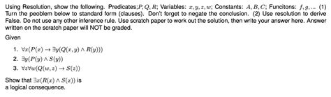solved using resolution show the following predicates