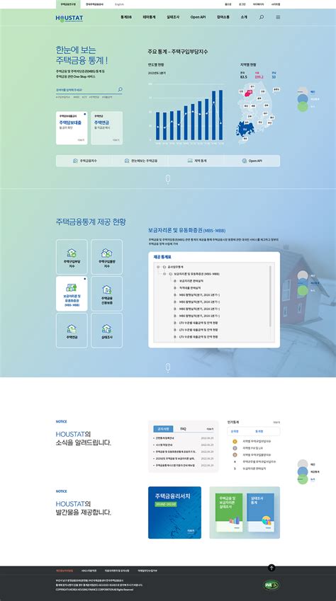 주택금융통계시스템 웹사이트 메인 화면 디자인 시안 작업 완료 머프디자인은