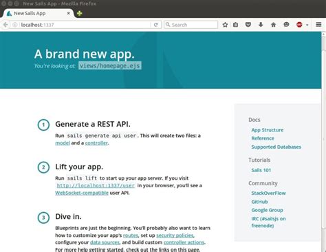 Sailsjs Mvc Framework для Nodejs Установка и создание первого