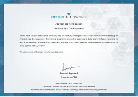 Android App Development Training Certificate Of Completion Pdf Mobile App Mobile Technology