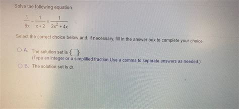 Answered Solve The Following Equation 1 9x X2 Bartleby
