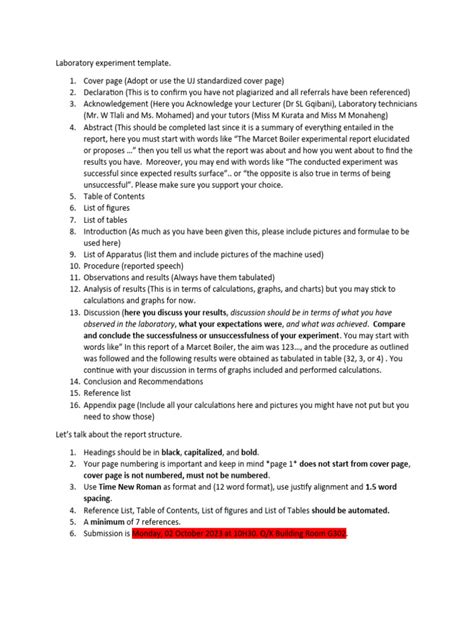 Lab Format Pdf Laboratories Science