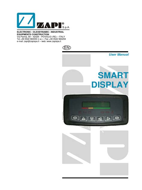 Zapi Smart Display Manual Pdf Electromagnetic Compatibility