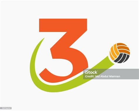 편지 3 배구 개념은 움직이는 배구 공 아이콘입니다 배구 스포츠 유형 템플릿 Championship에 대한 스톡 벡터 아트 및 기타 이미지 Championship