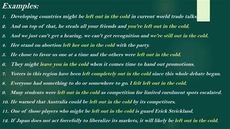 Idiom Left Out In The Cold Meaning And Example Youtube