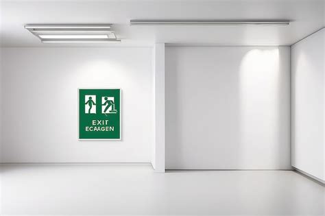 Premium Photo Emergency Exit Signage Mockup With Blank White Empty Space For Placing Your Design