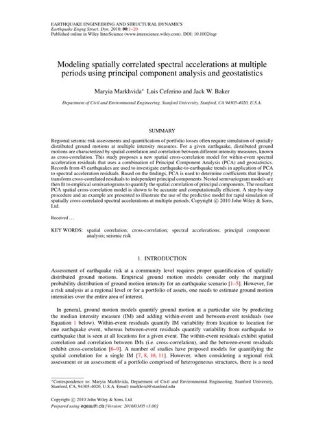 Pdf Modeling Spatially Correlated Spectral Accelerations At Multiple